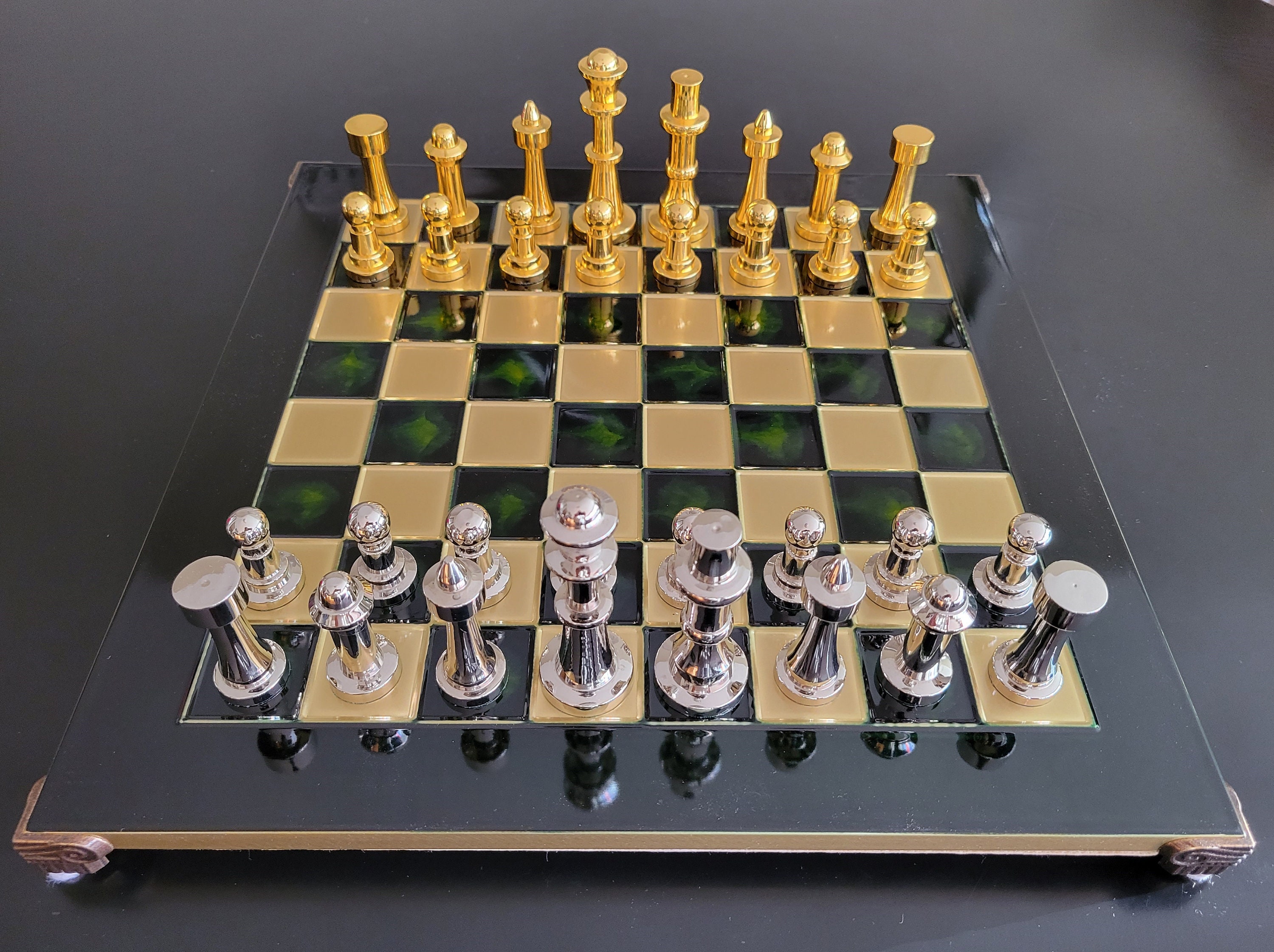 Contemporary Silver and Gold Chess Set - Etsy