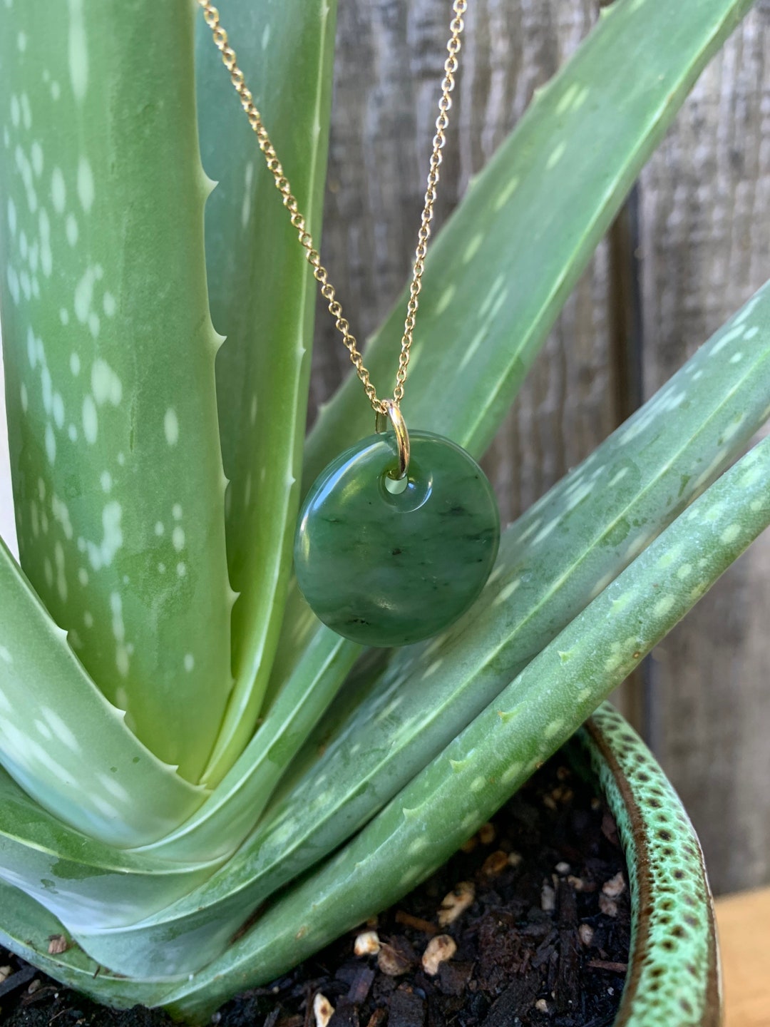 Sierra Jade Pi or Disk Pendant Necklace // Hand Carved // Natural ...