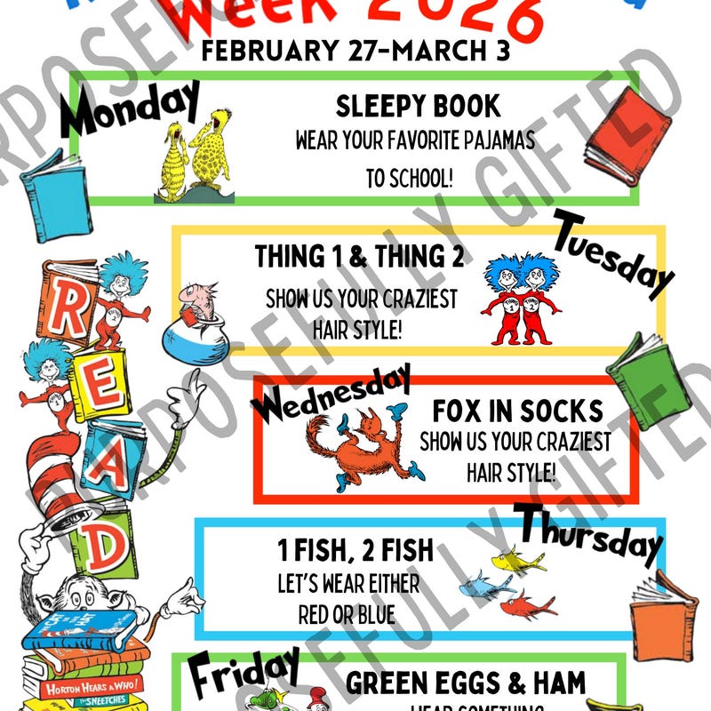 Dr.seuss Spirit Week 2026 - Etsy