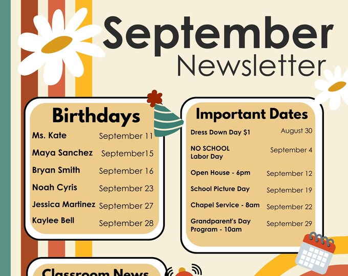 September Newsletter Template | September Daycare Newsletter Canva ...