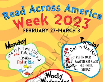 Read Across America Week 2025, School Spirit Week Schedule School Pto ...