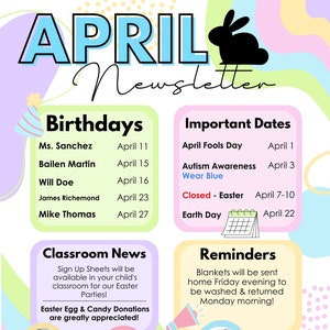 April Daycare Template | April Daycare Newsletter Canva Template ...