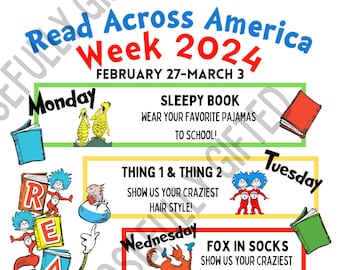EDITABLE Read Across America Week Flyer Printable Reading Spirit Week ...