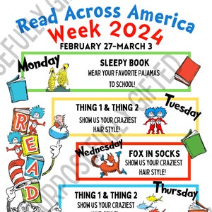 Read Across America Week 2024, School Spirit Week Schedule School Pto ...