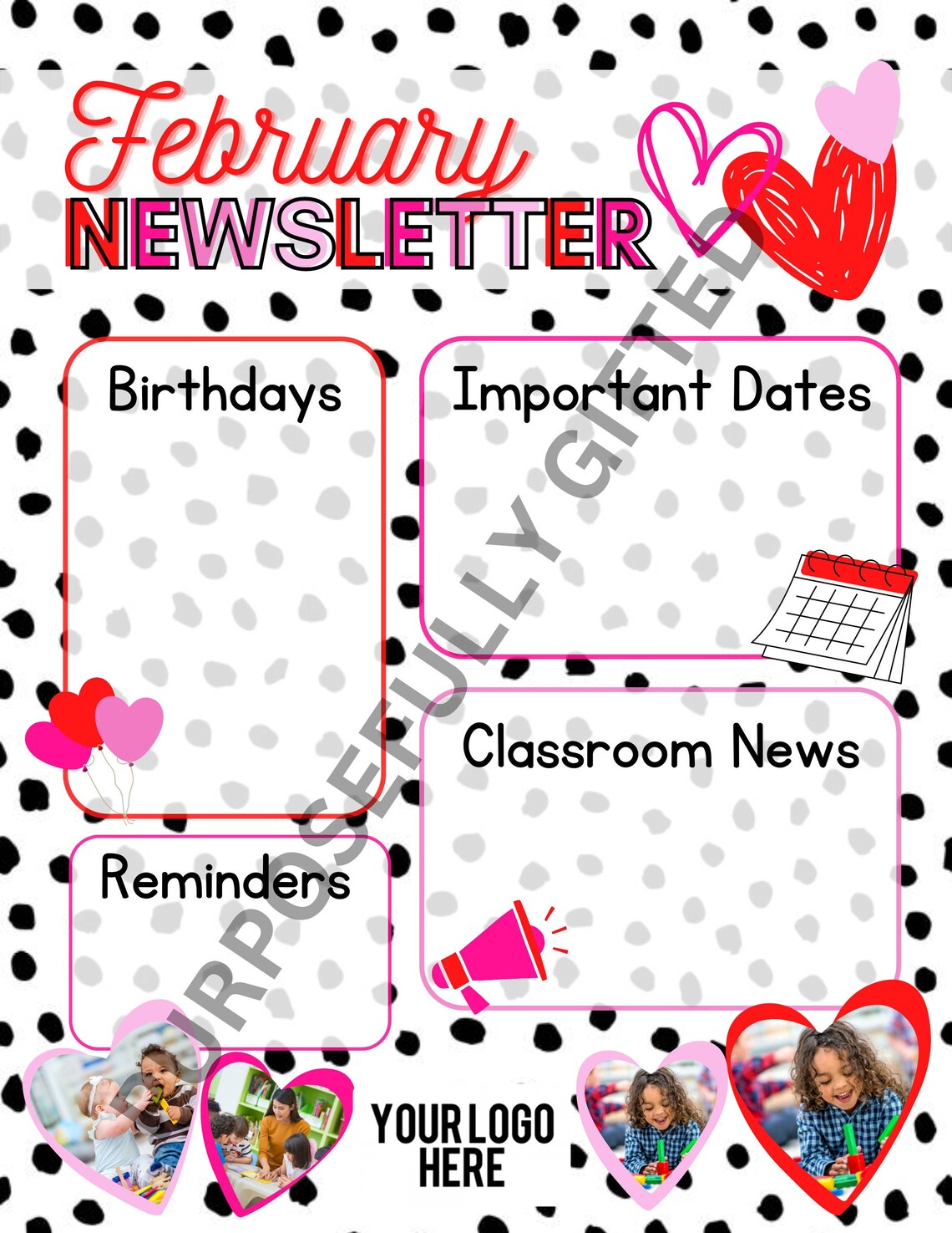 February Daycare Canva Template | February Daycare Newsletter Canva ...