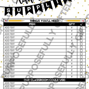 Canva Editable Back to School Supplies List, School Supply Checklist ...