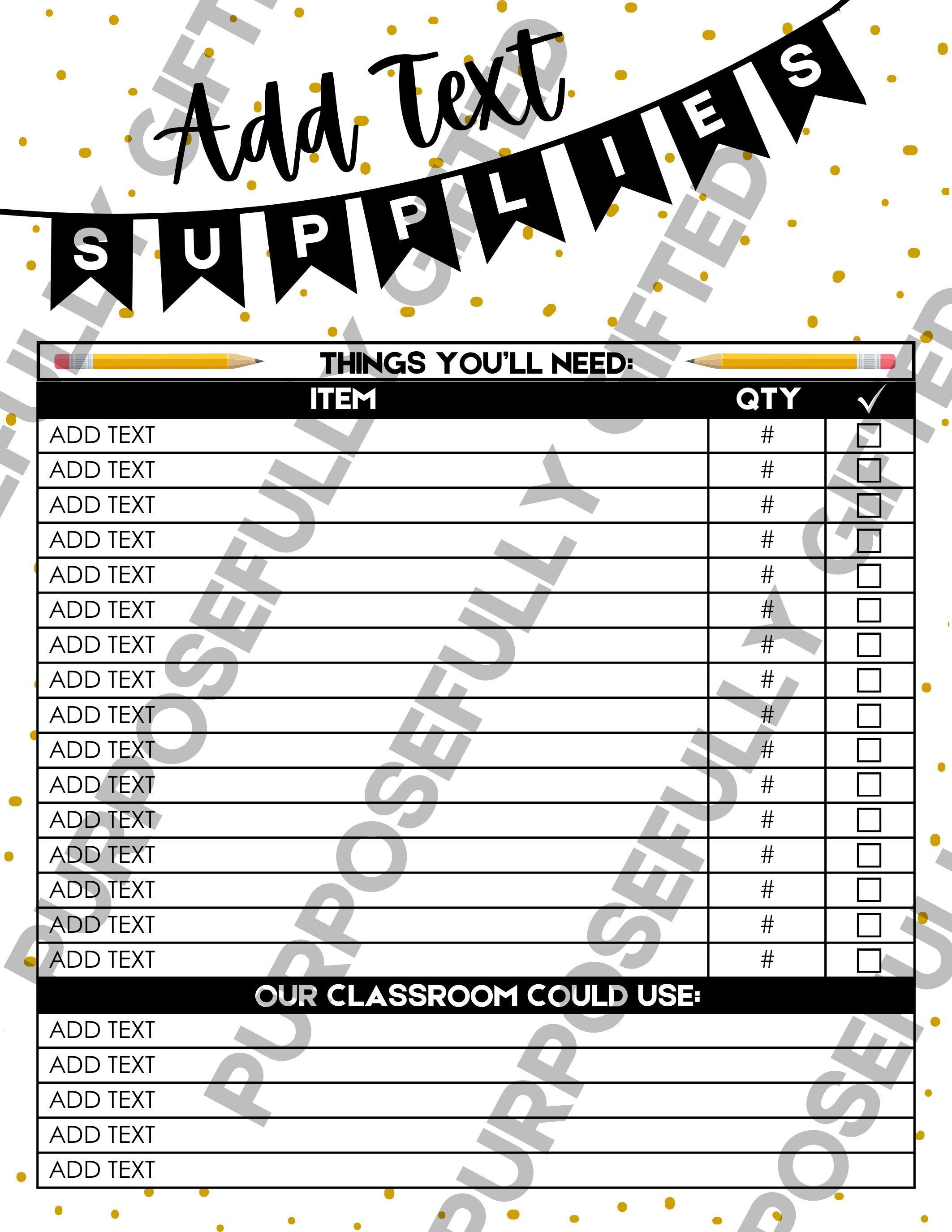 Canva Editable Back to School Supplies List, School Supply Checklist ...