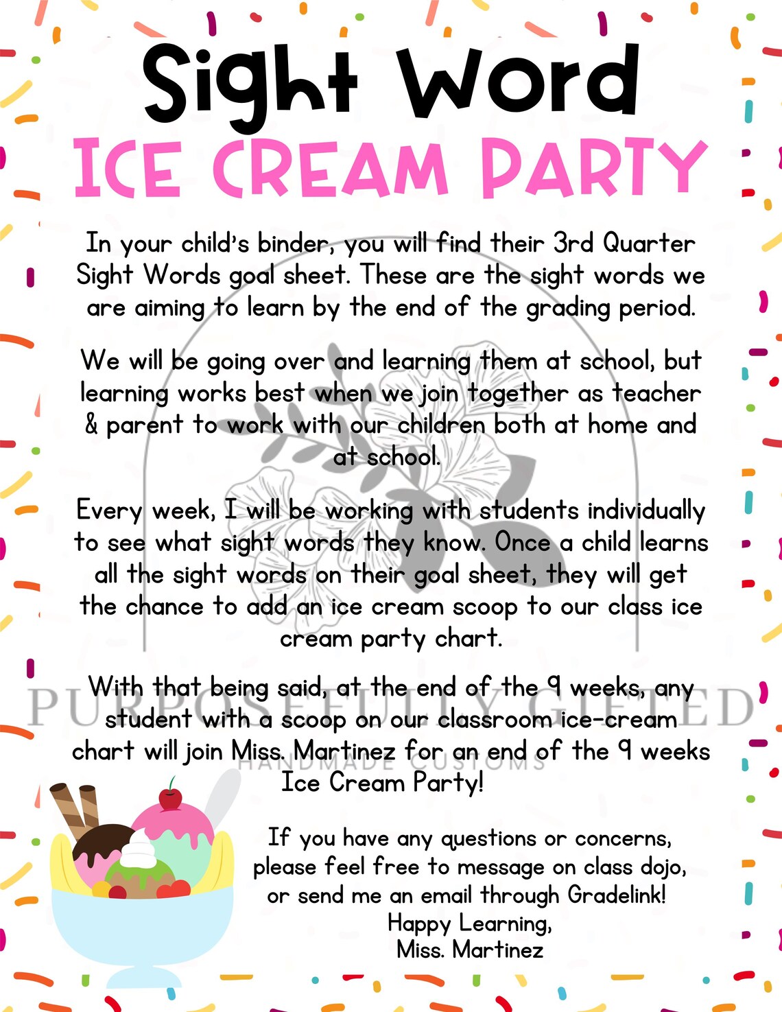 Printable Classroom Reward Chart for Students - Sight Word Goal Chart ...