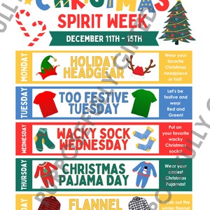 Editable Christmas Spirit Week Flyer Canva Template, School Spirit ...