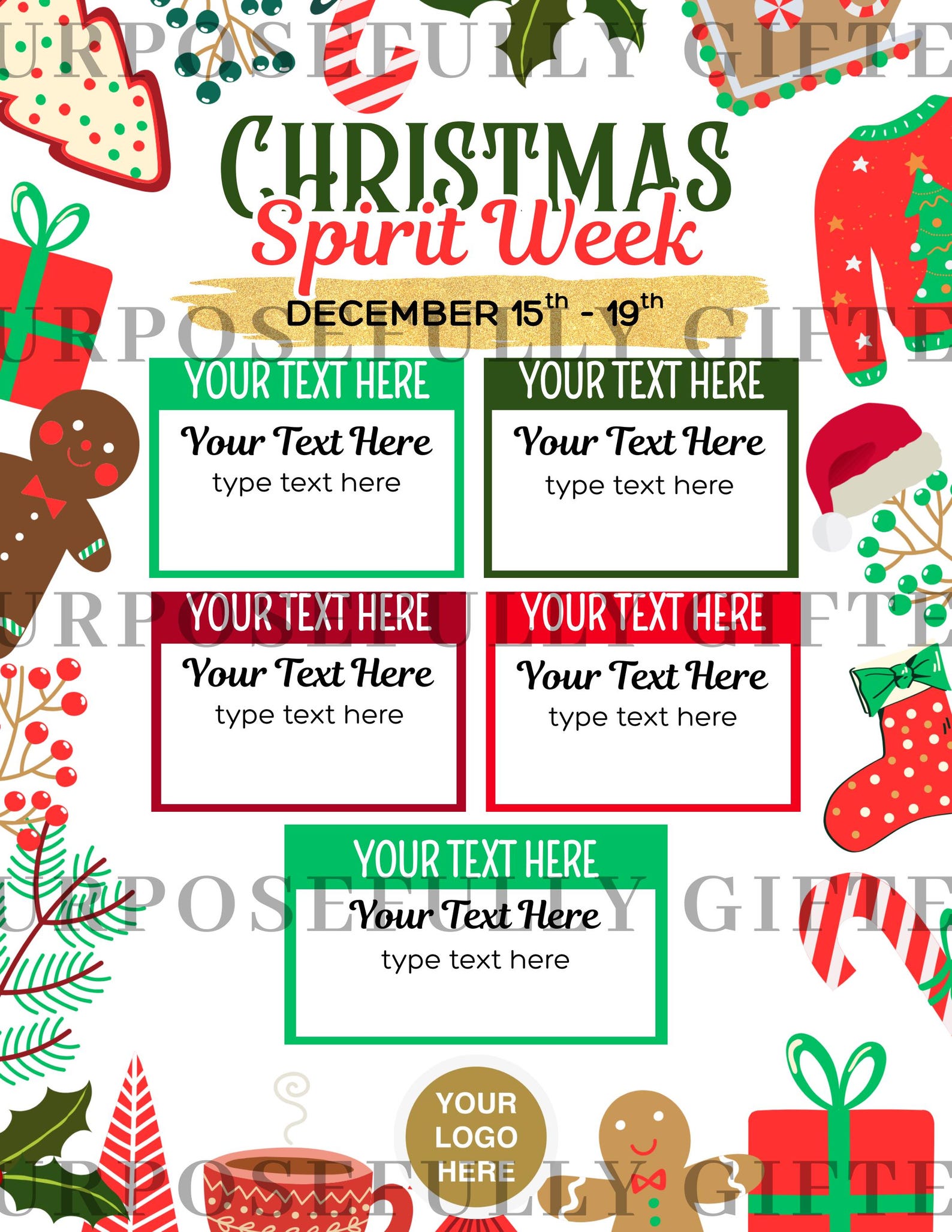 Editable Christmas Spirit Week Flyer Canva Template, School Spirit ...