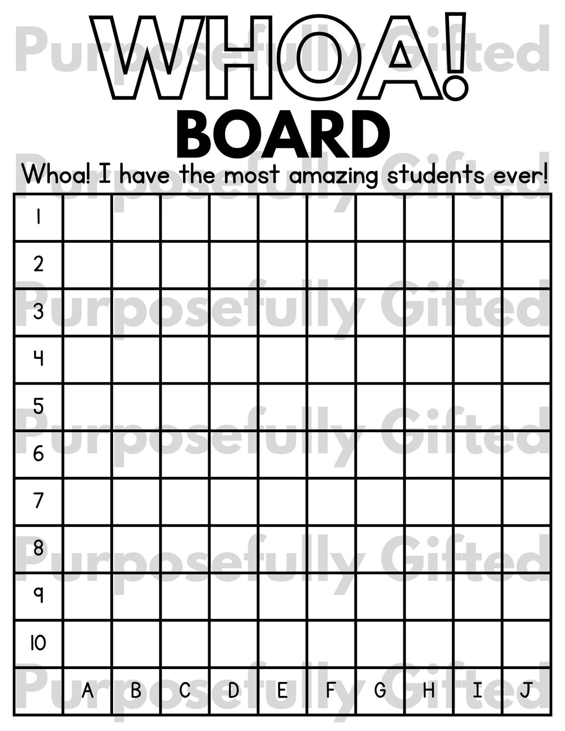 Printable Woah Board/ Anchor Chart/ Classroom Incentive Chart ...