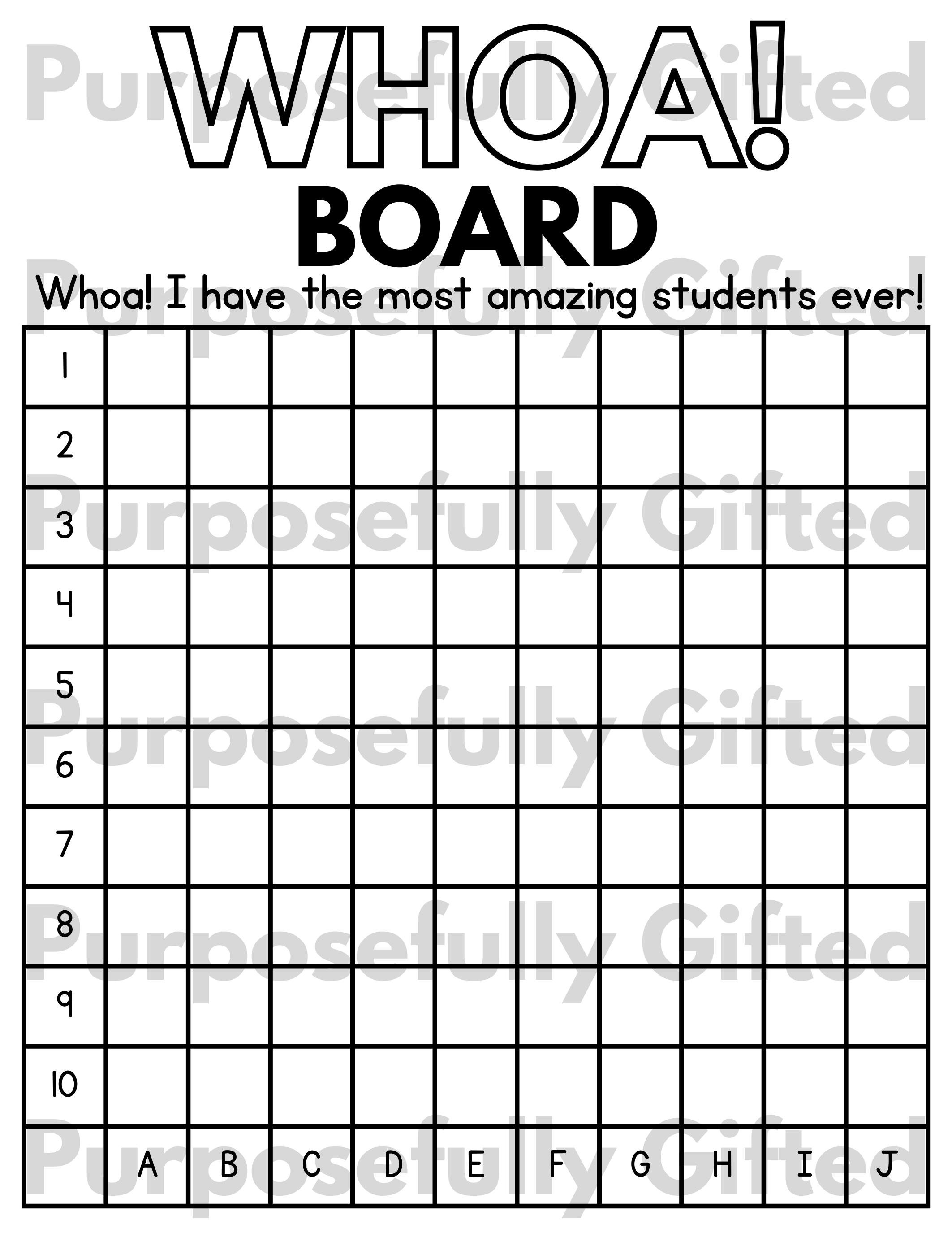 Printable Woah Board/ Anchor Chart/ Classroom Incentive Chart ...