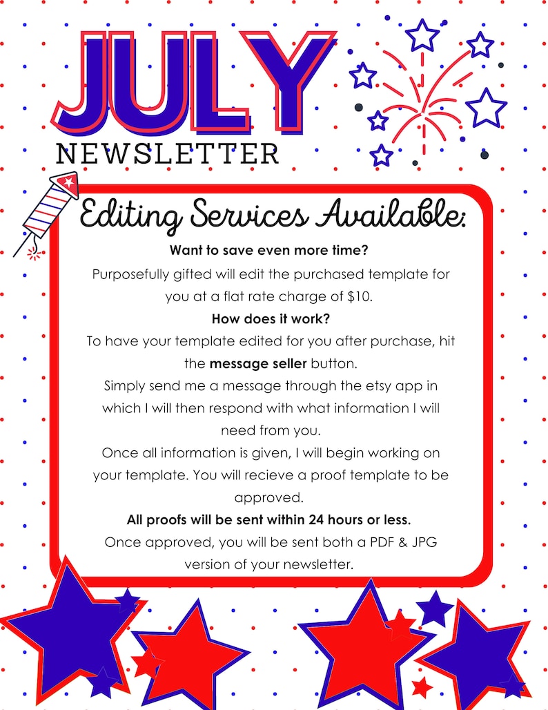 July Newsletter Template | July Daycare Newsletter Canva Template ...