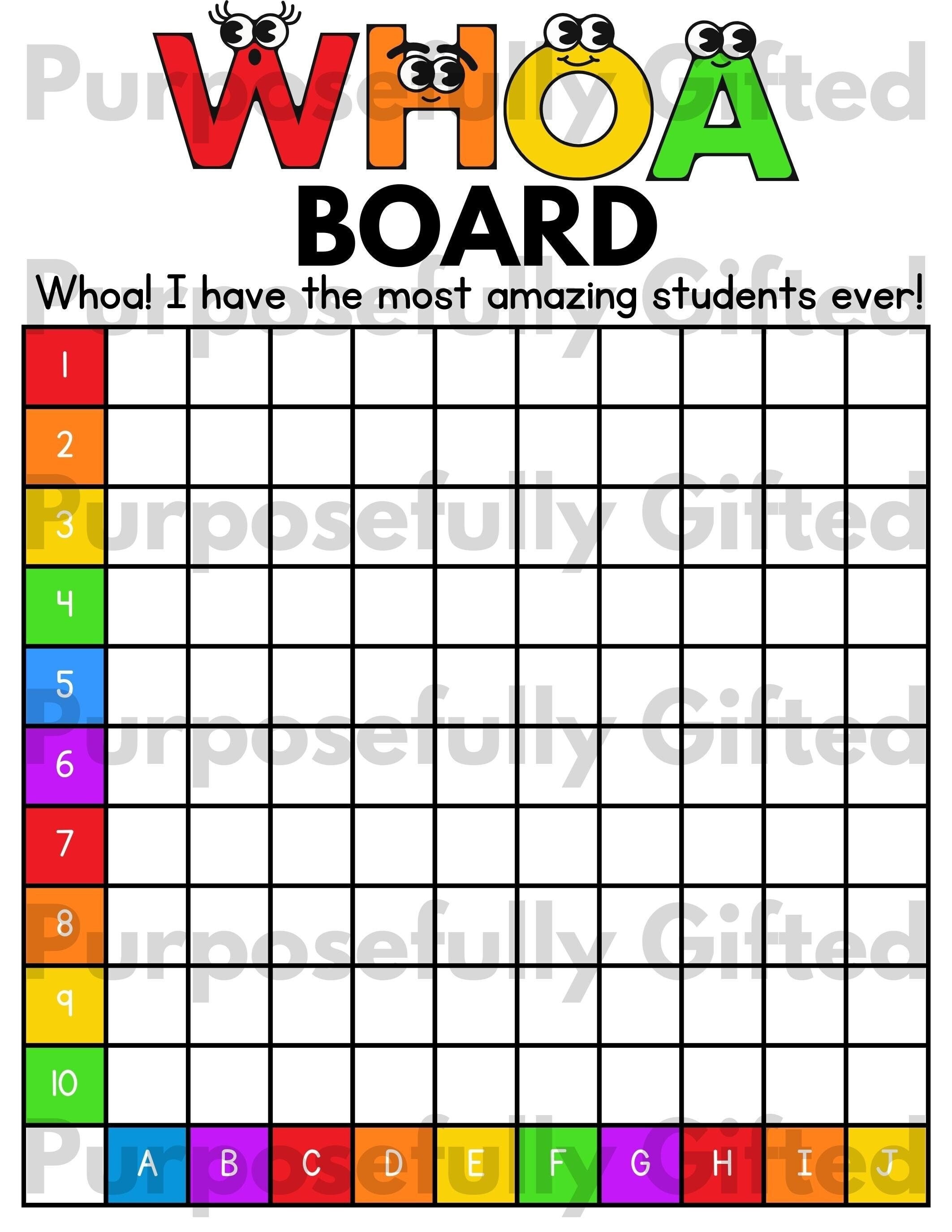 Printable Woah Board/ Anchor Chart/ Classroom Incentive Chart ...