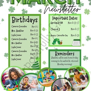 March Daycare Template | March Daycare Newsletter Canva Template ...