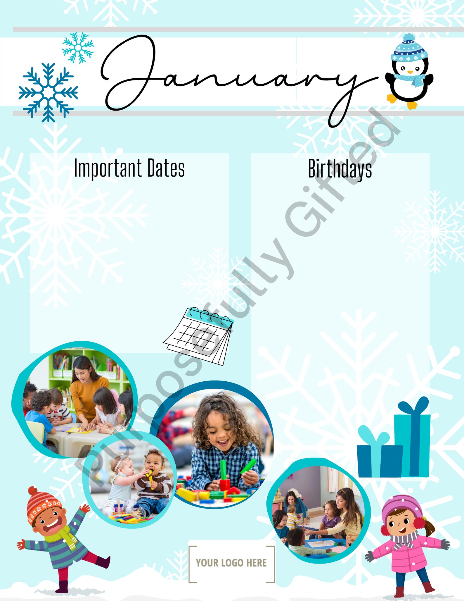 January Daycare Canva Template | January Daycare Newsletter Canva ...