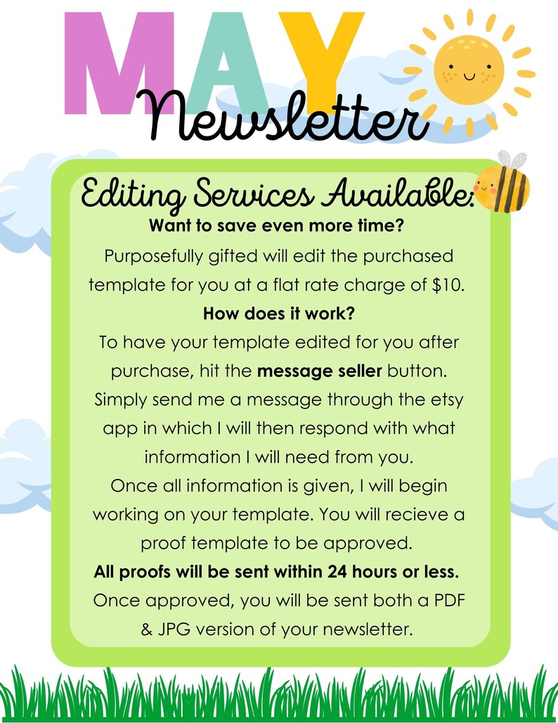 May Newsletter Template | May Daycare Newsletter Canva Template ...