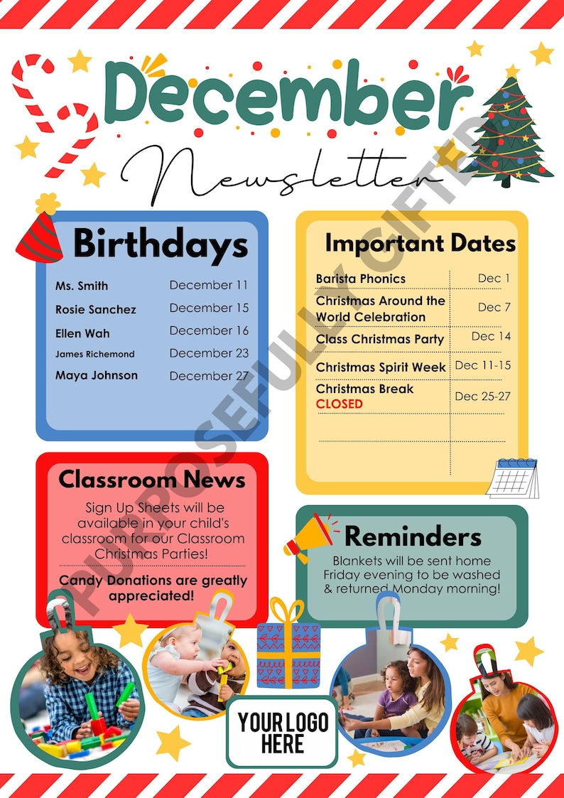 December Daycare Template | December Daycare Newsletter Canva Template ...