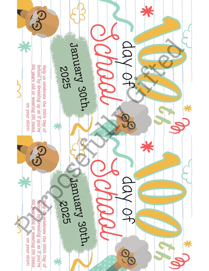 100th Day of School Flyer - Grandparents - 100 Years Old - Fun Day to ...