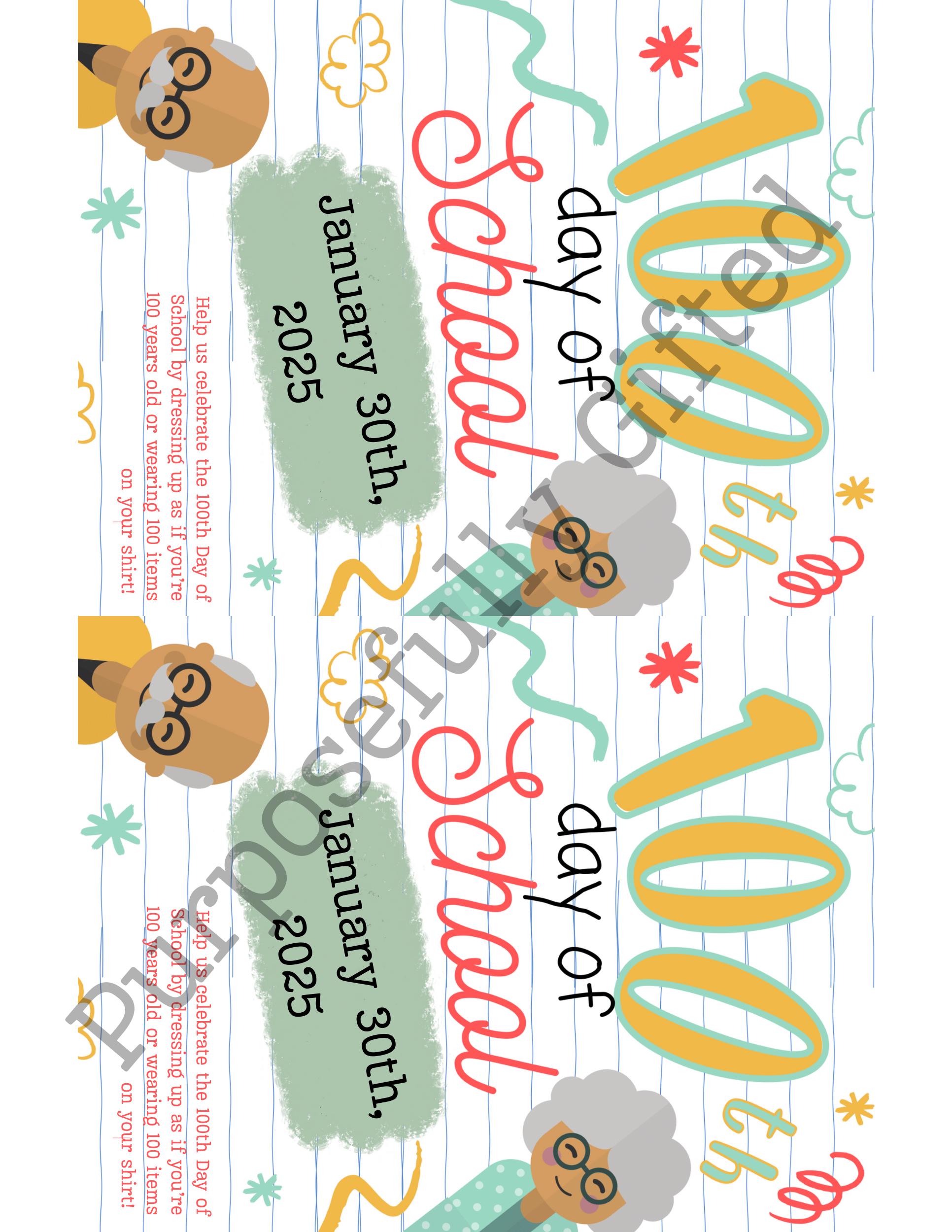 100th Day of School Flyer - Grandparents - 100 Years Old - Fun Day to ...