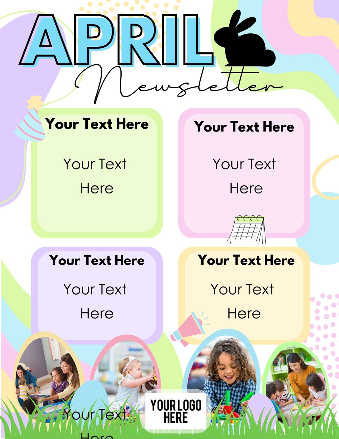 April Daycare Template | April Daycare Newsletter Canva Template ...