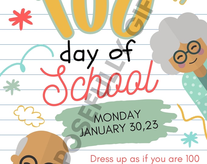 100th Day of School Editable Flyer and Social Media Template, Printable ...