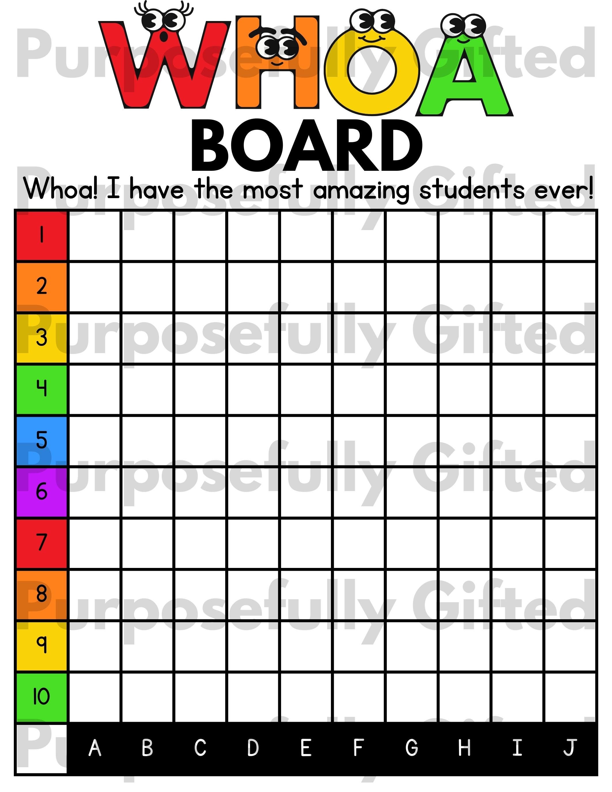 Printable Woah Board/ Anchor Chart/ Classroom Incentive Chart ...