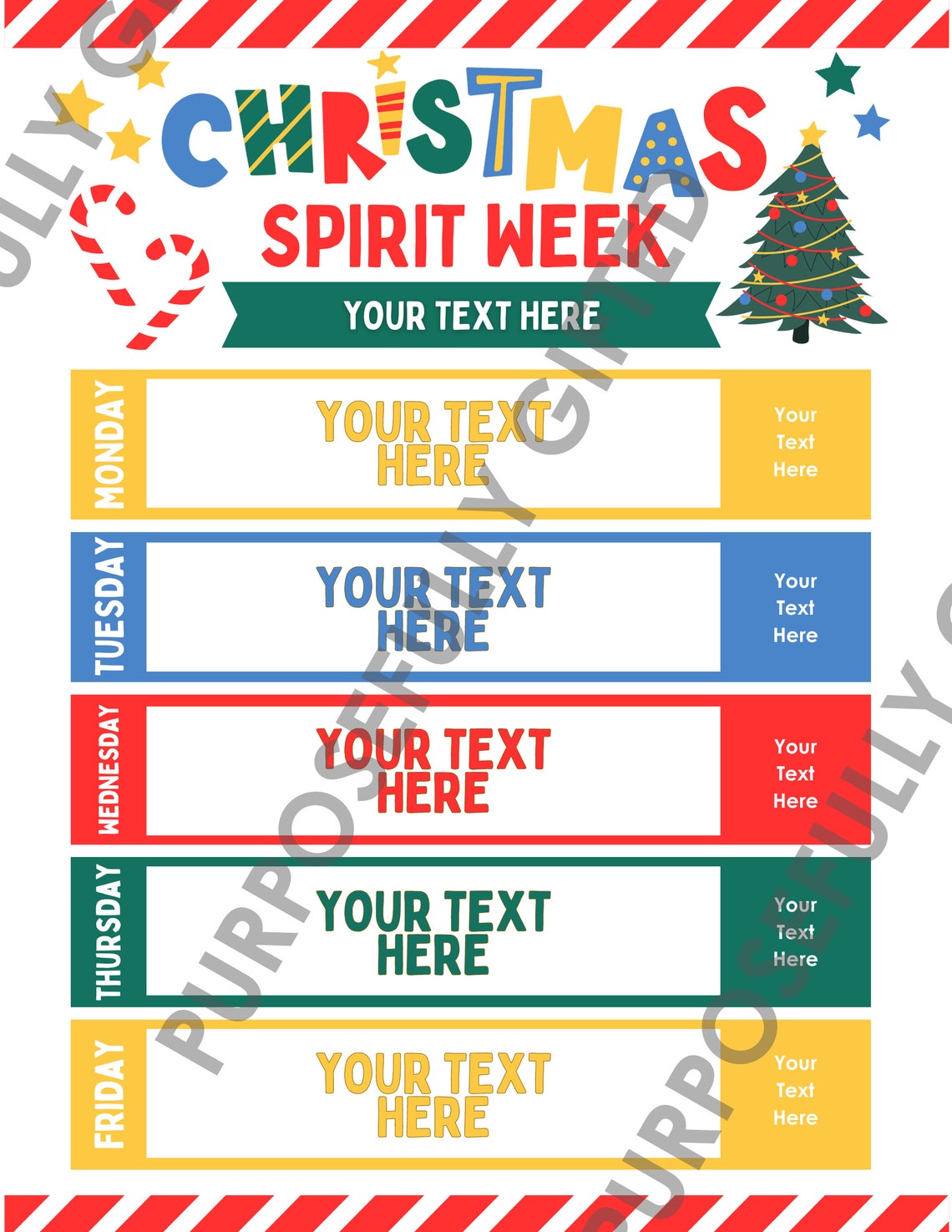 Editable Christmas Spirit Week Flyer Canva Template, School Spirit ...