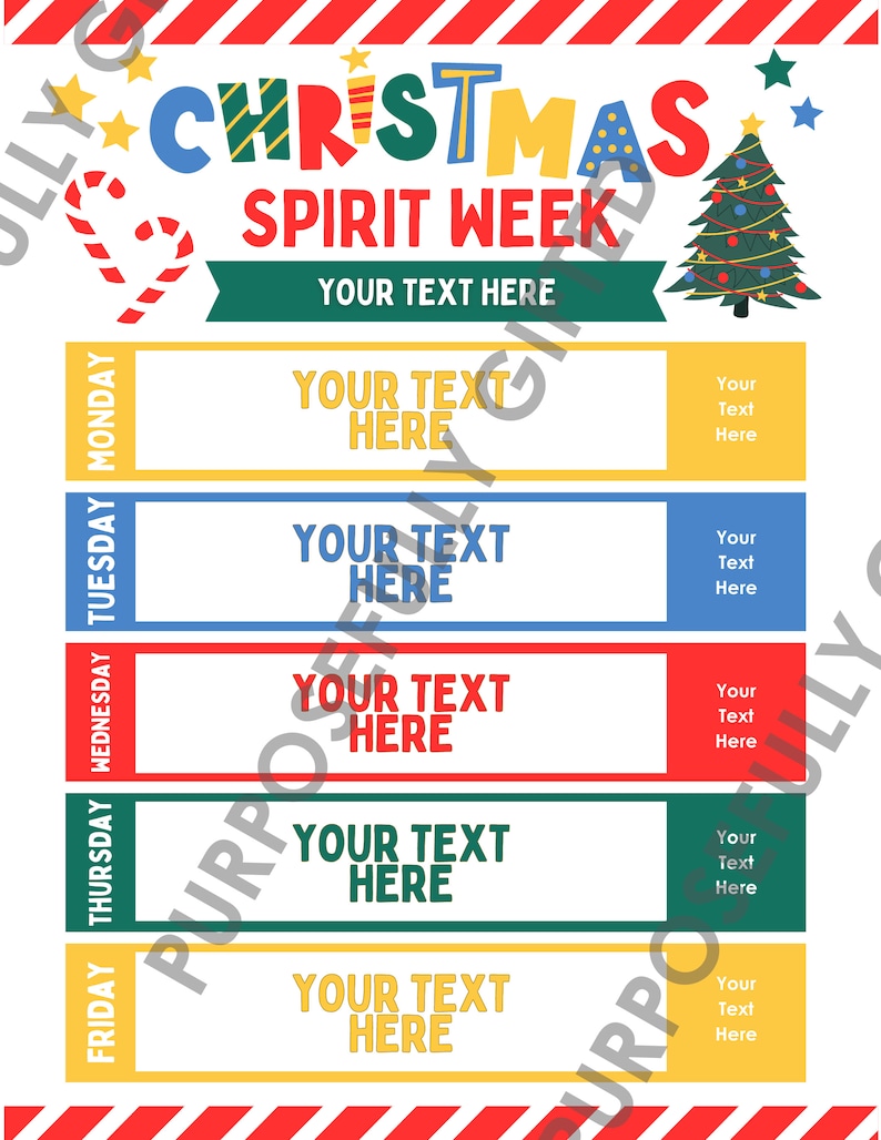 Editable Christmas Spirit Week Flyer Canva Template, School Spirit ...
