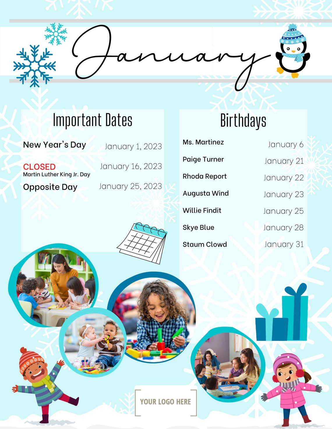 January Daycare Canva Template | January Daycare Newsletter Canva ...