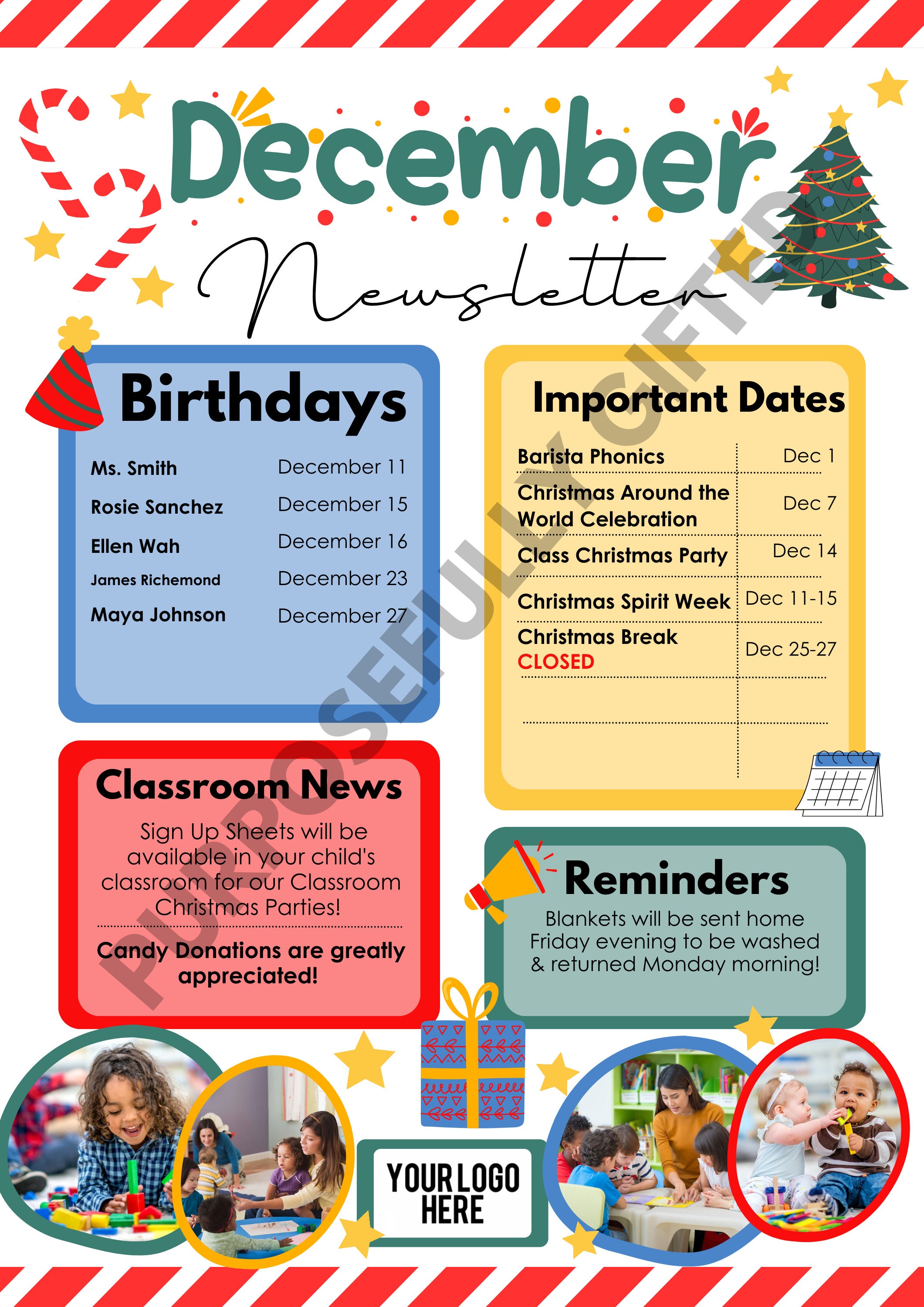 December Daycare Template | December Daycare Newsletter Canva Template ...