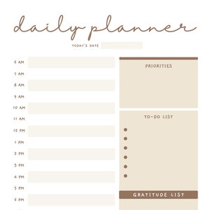 Printable Neutral Daily Planner Page | Hourly Planner | Planner ...