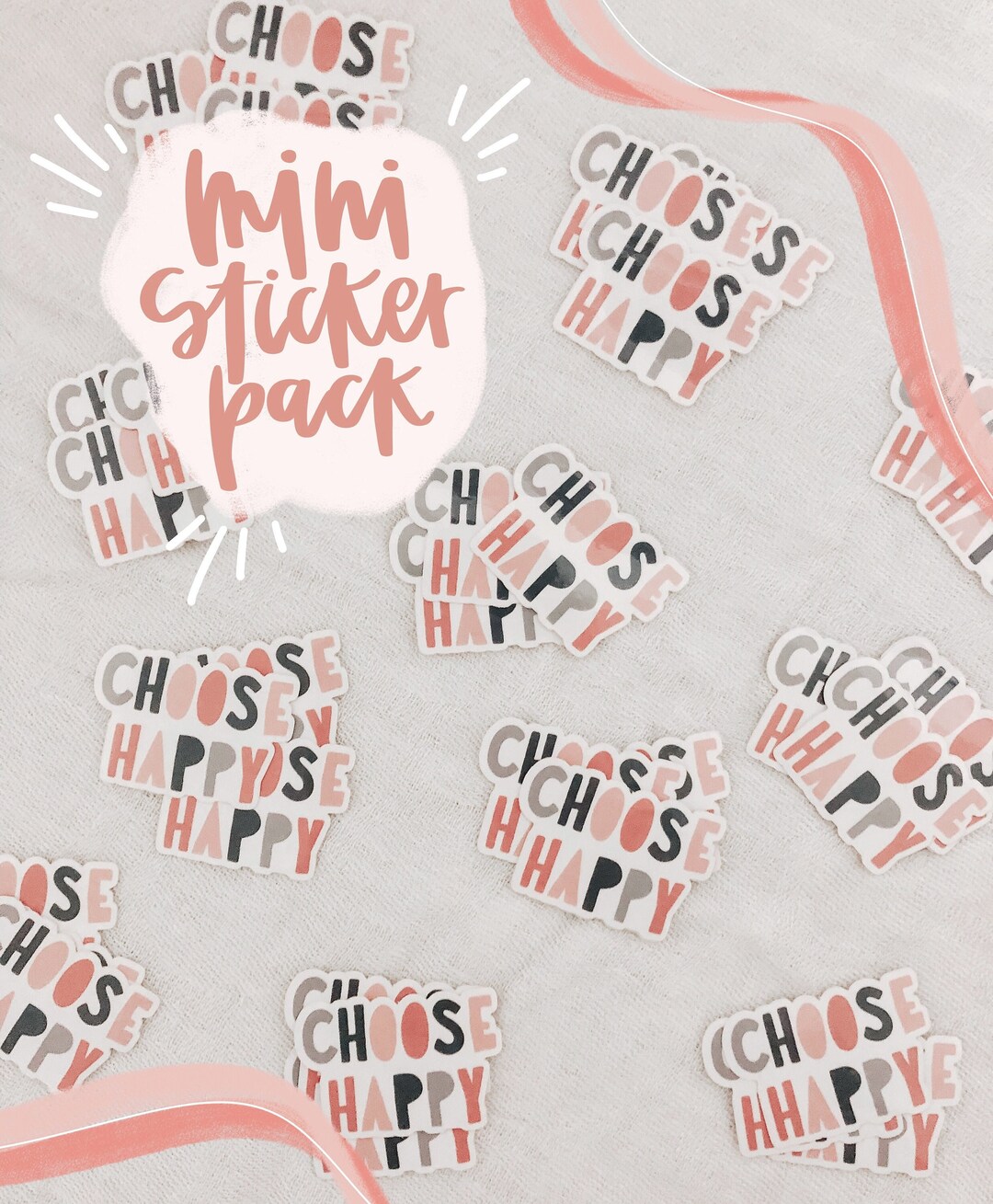 Pack of 3 Mini Choose Happy Stickers Vinyl Stickers Sticker Set Mini ...