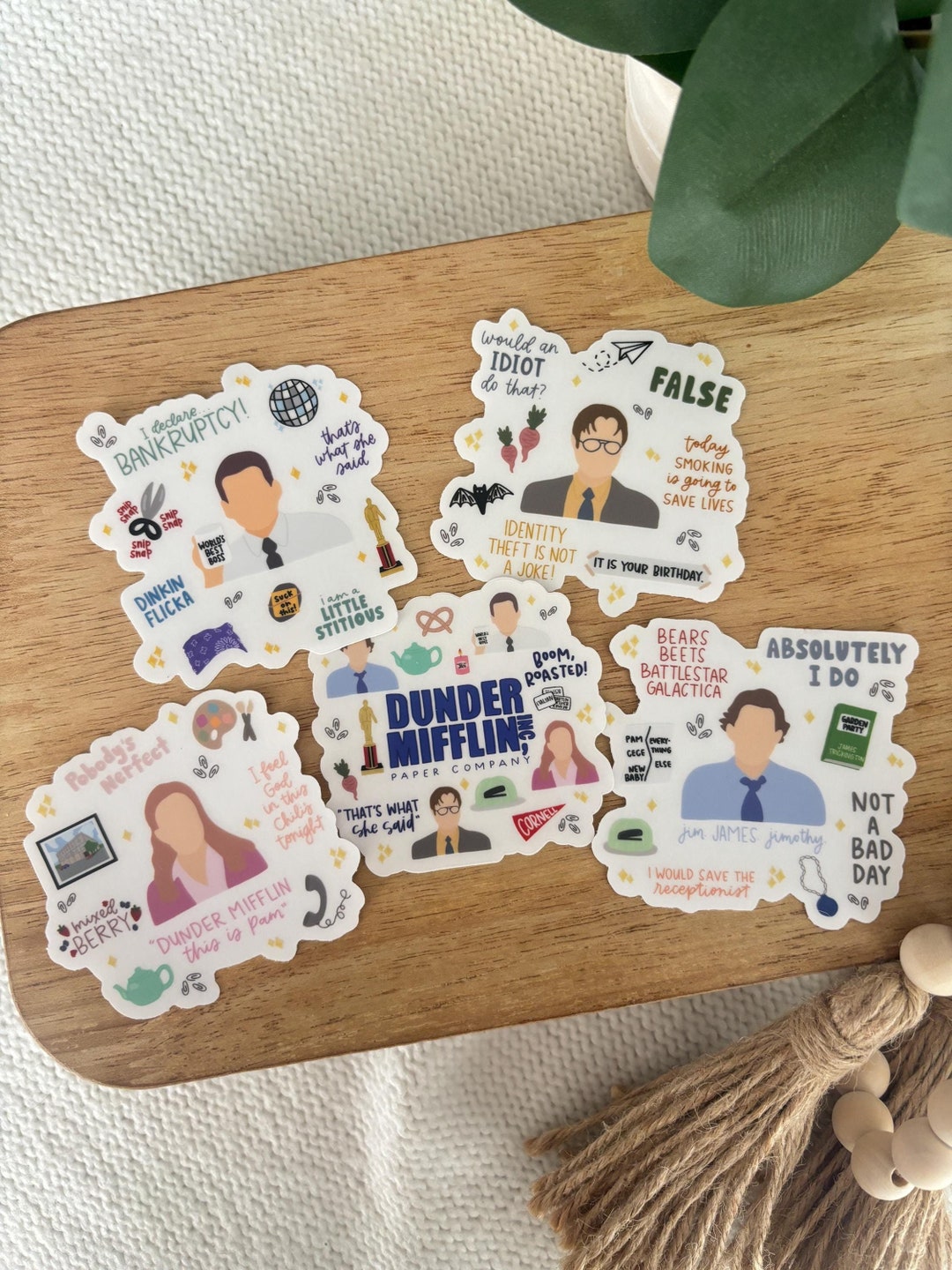SET of 5 the Office Inspired Stickers | Dunder Mifflin | the Office ...