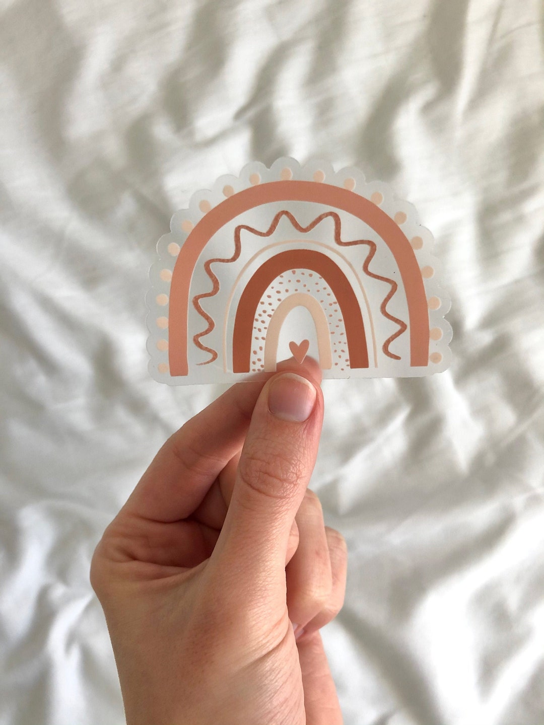 CLEAR Boho Rainbow Vinyl Sticker | Waterproof Stickers | Water Bottle ...