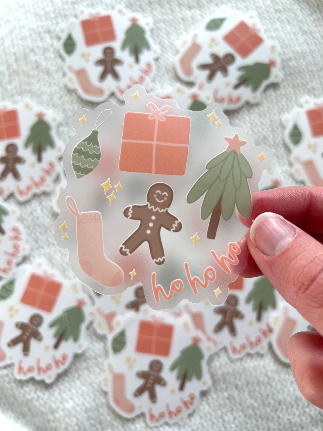 CLEAR Christmas Collage Vinyl Sticker | Waterproof Stickers | Christmas ...