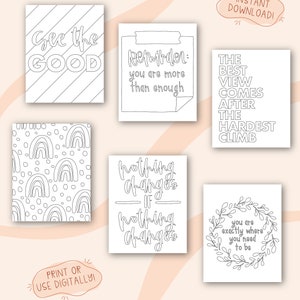 Digital Coloring Book | Positivity Coloring Pages | Adult Coloring Book ...