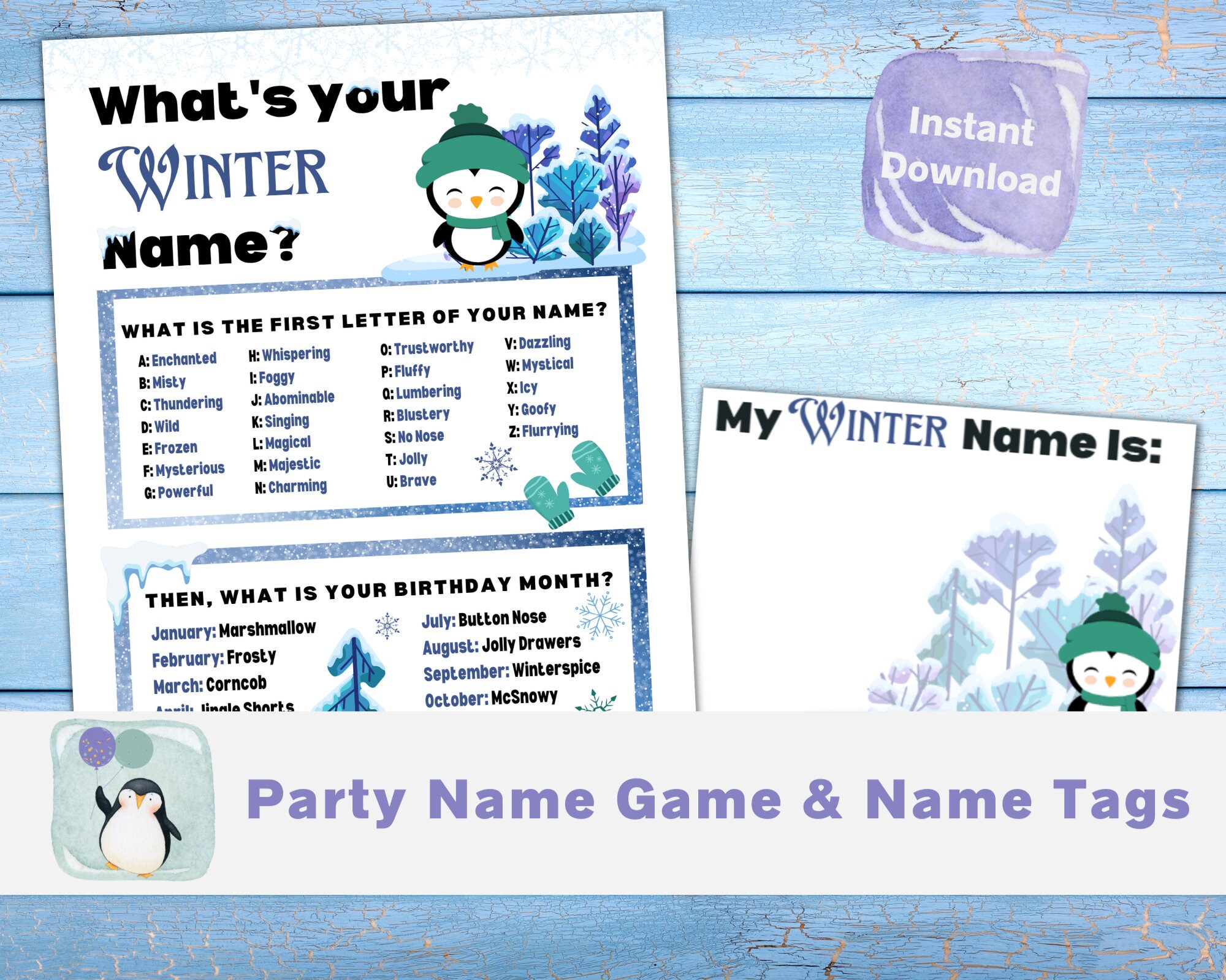 Winter Name Tags For Kids