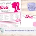 Pink Doll Party Game Pink Party Game Pink Girl Birthday Party ...