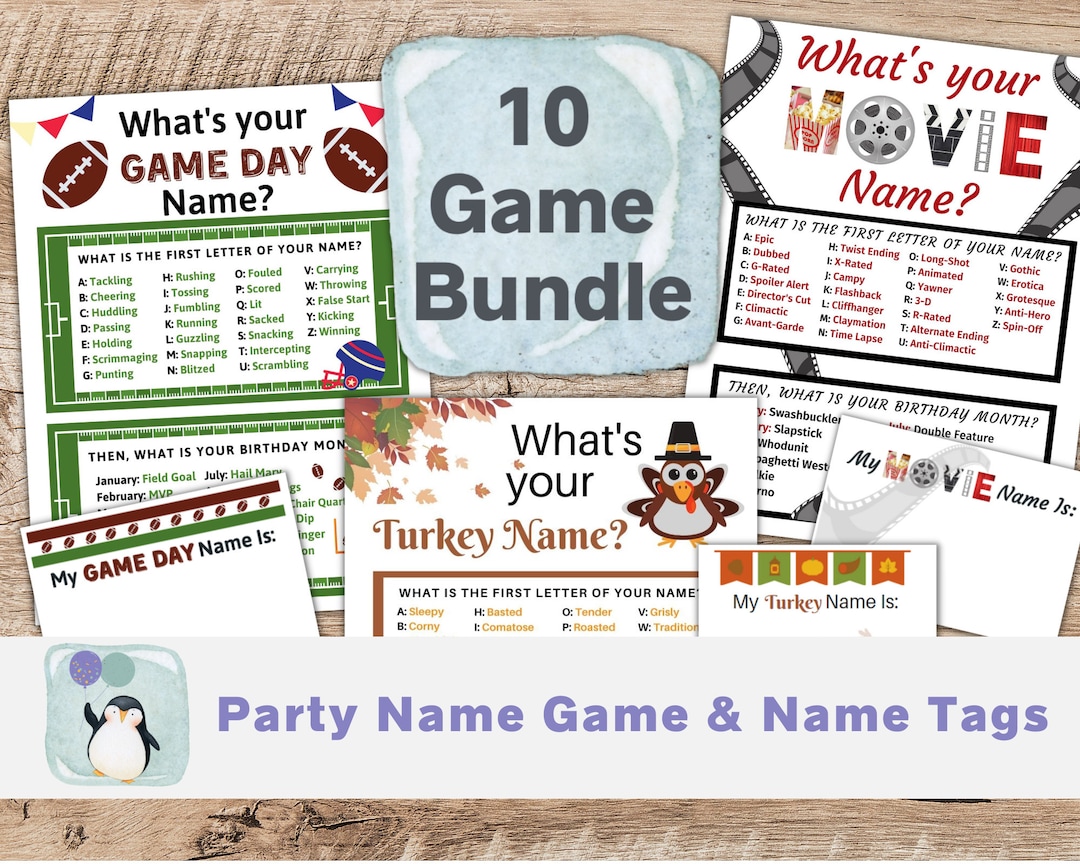 Name Game Party Game Bundle | Holiday Party Game Bundle | Holiday ...