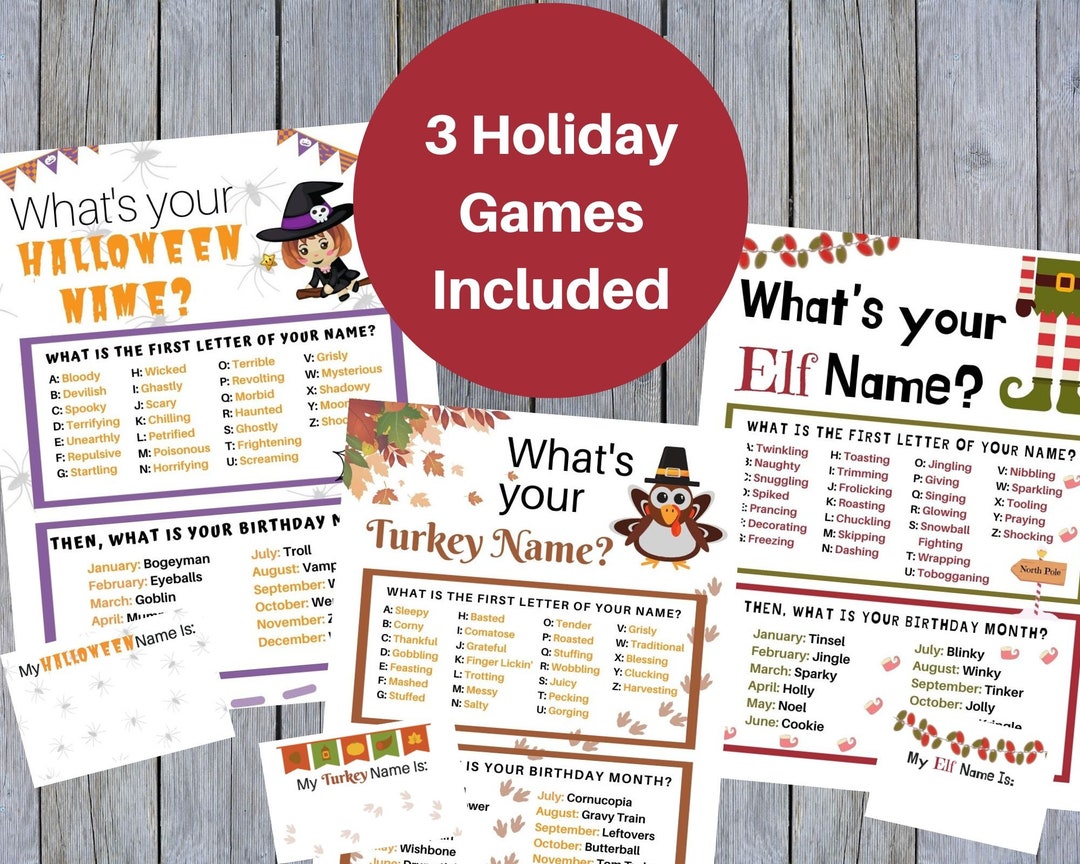 Holiday Party Games | What's Your Name Game Holiday Bundle | Holiday ...
