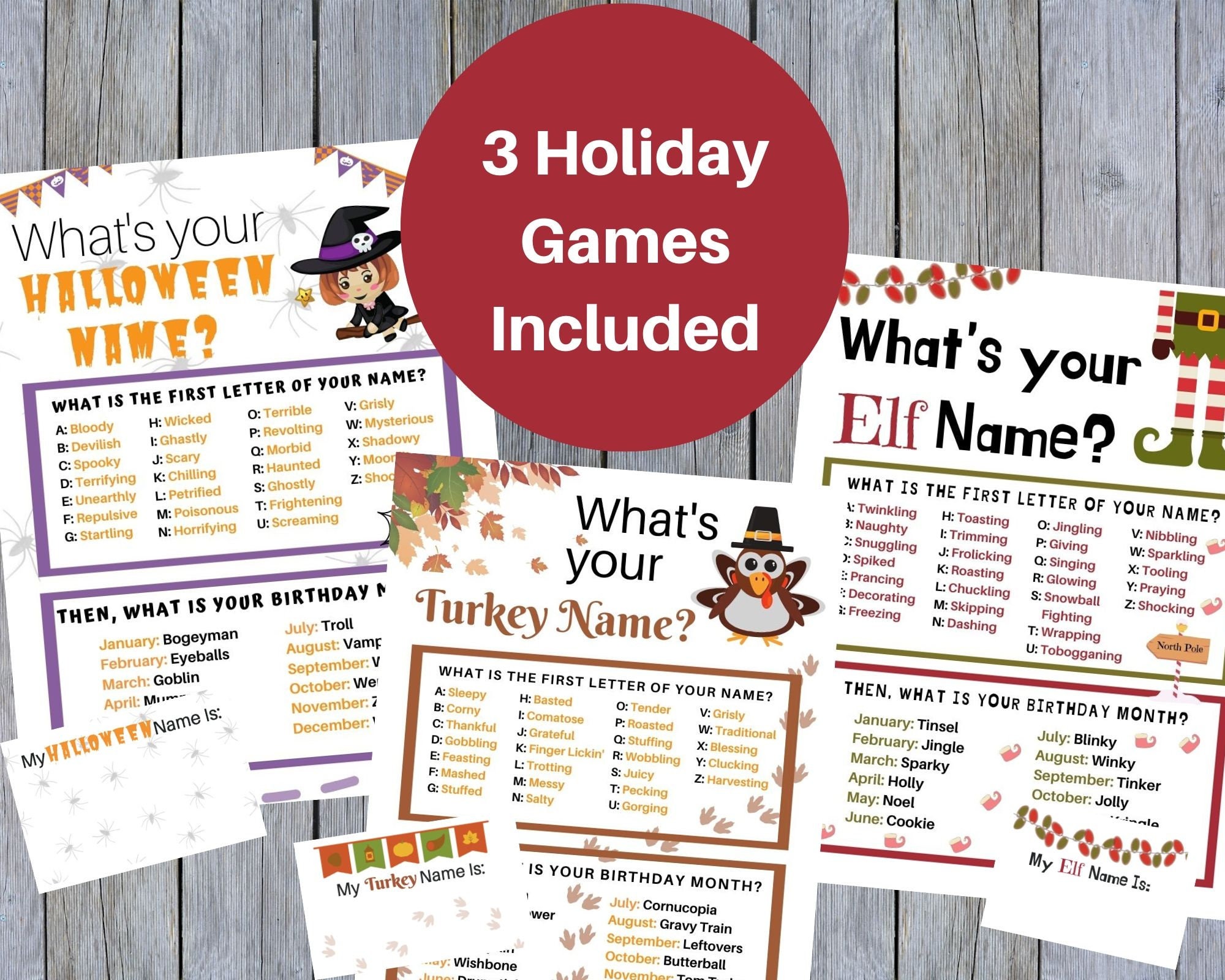 Holiday Party Games | What's Your Name Game Holiday Bundle | Holiday ...