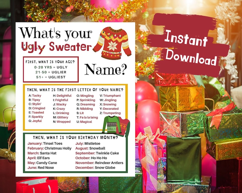 Ugly Sweater Party Game For Your Next Holiday Or Christmas Etsy