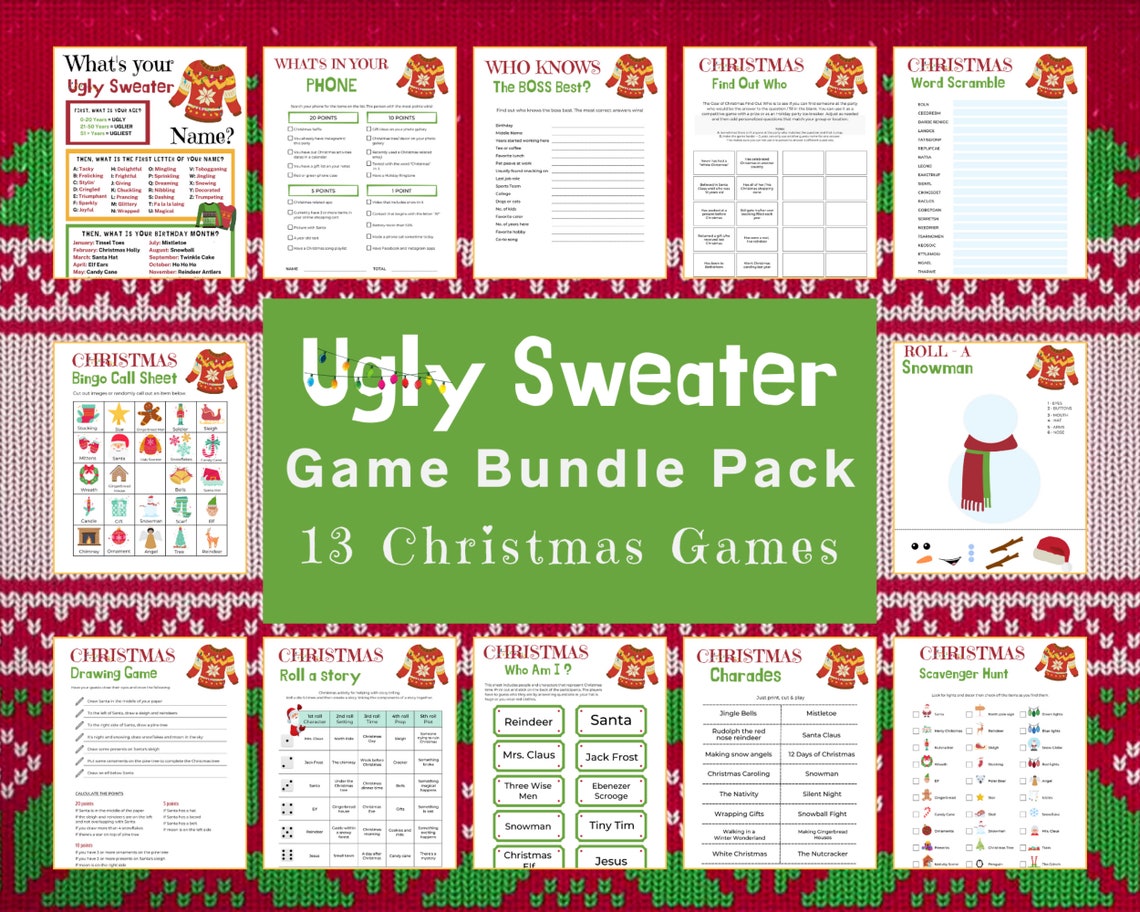 Ugly Sweater Scavenger Hunt Printable Christmas Games - Etsy