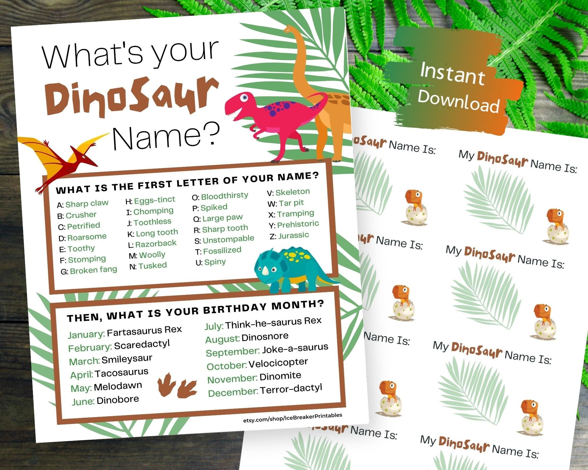 Dinosaur Birthday Party Game | Dinosaur Party | Dinosaur Whats Your ...
