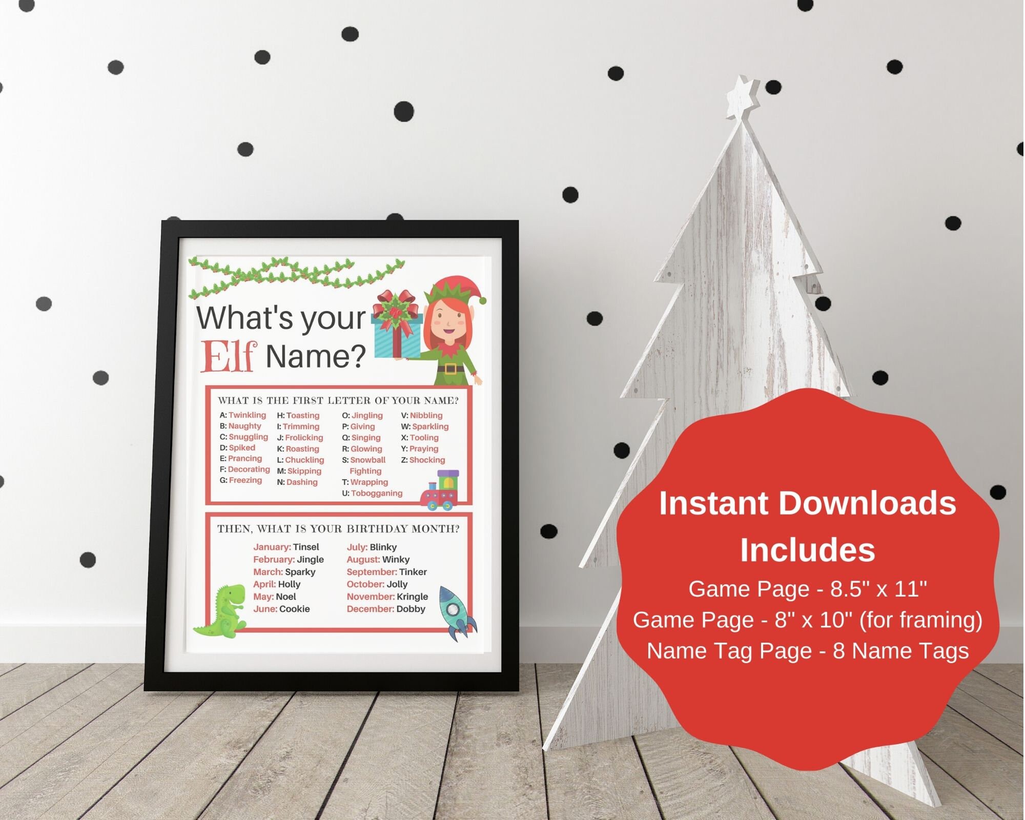 Gift Elf Name Game | Christmas Party Game | Elf Party Game | Holiday ...