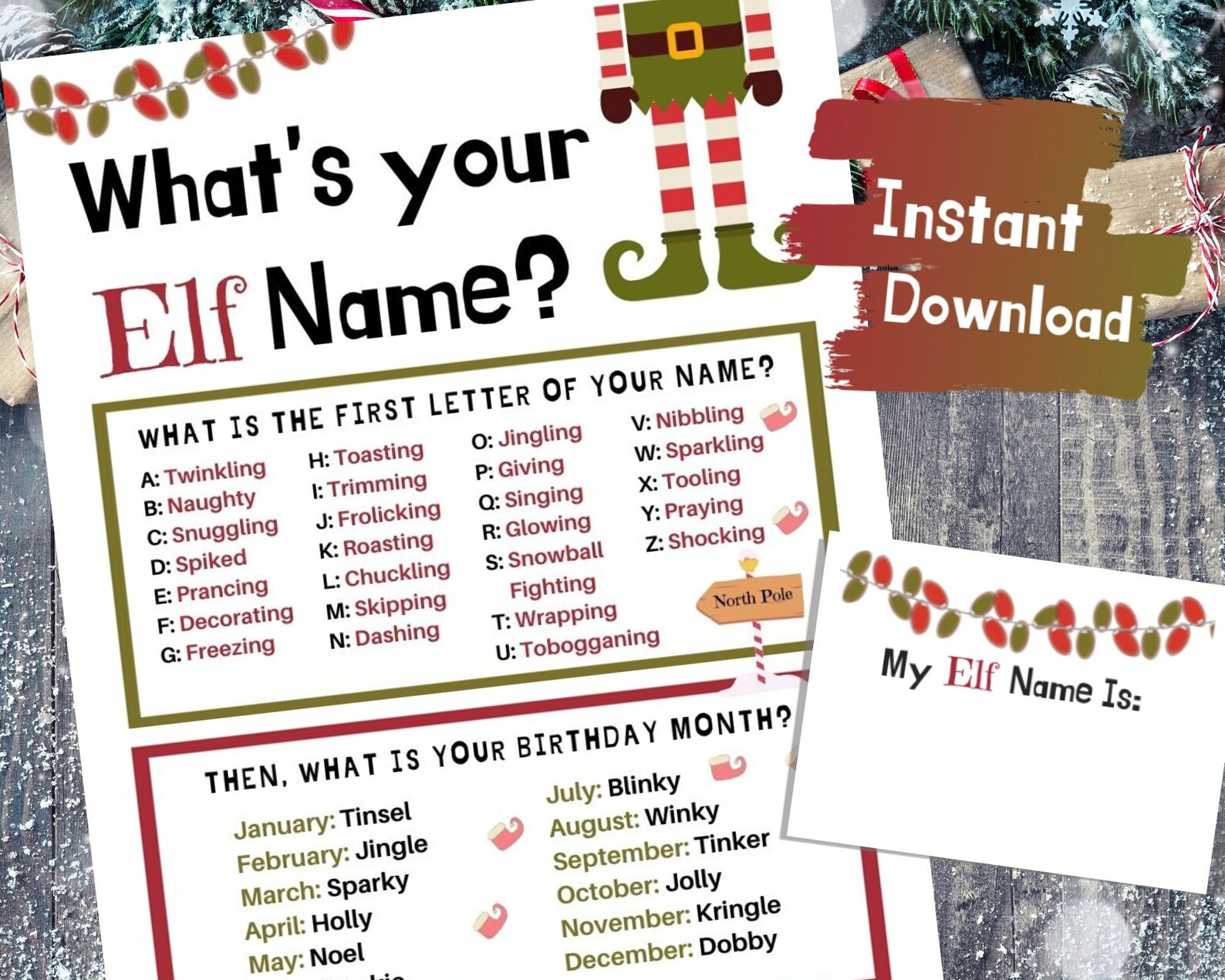 Christmas Game Bundle of 3 Whats Your Name Games to Play at Your Next ...