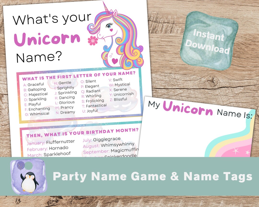 Unicorn Party Game | Unicorn Birthday Party| Unicorn Name Game ...