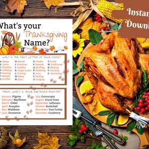 Thanksgiving Party Game | Thanksgiving Name Game | Turkey Day Party ...
