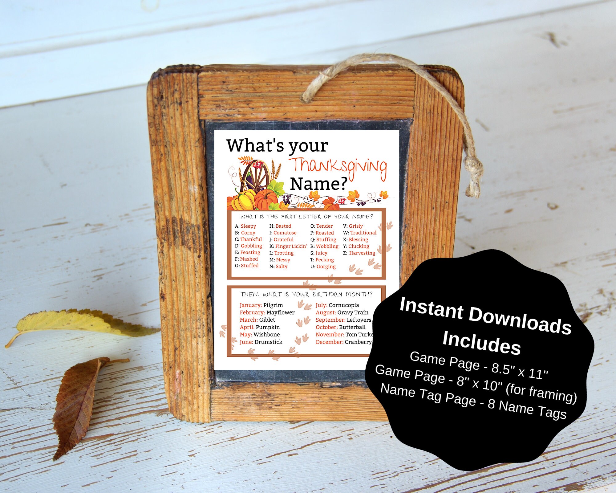 Thanksgiving Party Game | Thanksgiving Name Game | Turkey Day Party ...